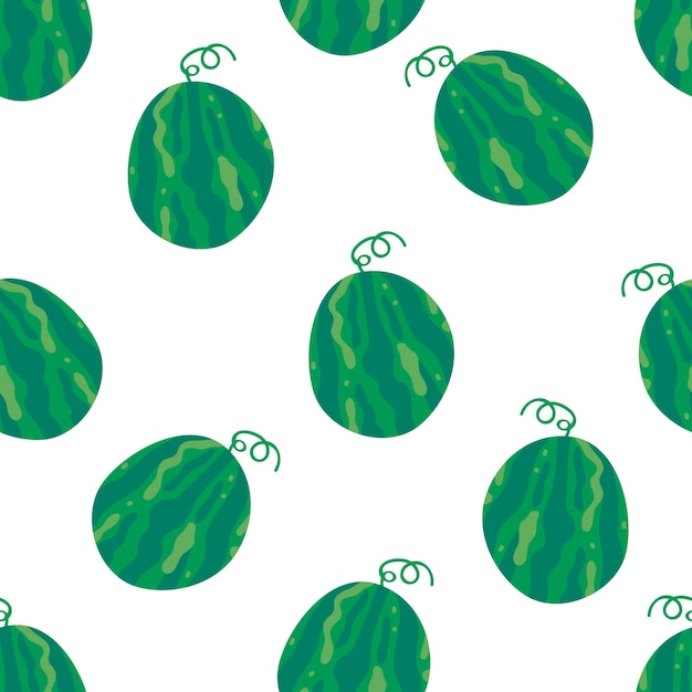 Premium Vector Watermelon Seamless Pattern Hand Drawn Flat Cartoon
