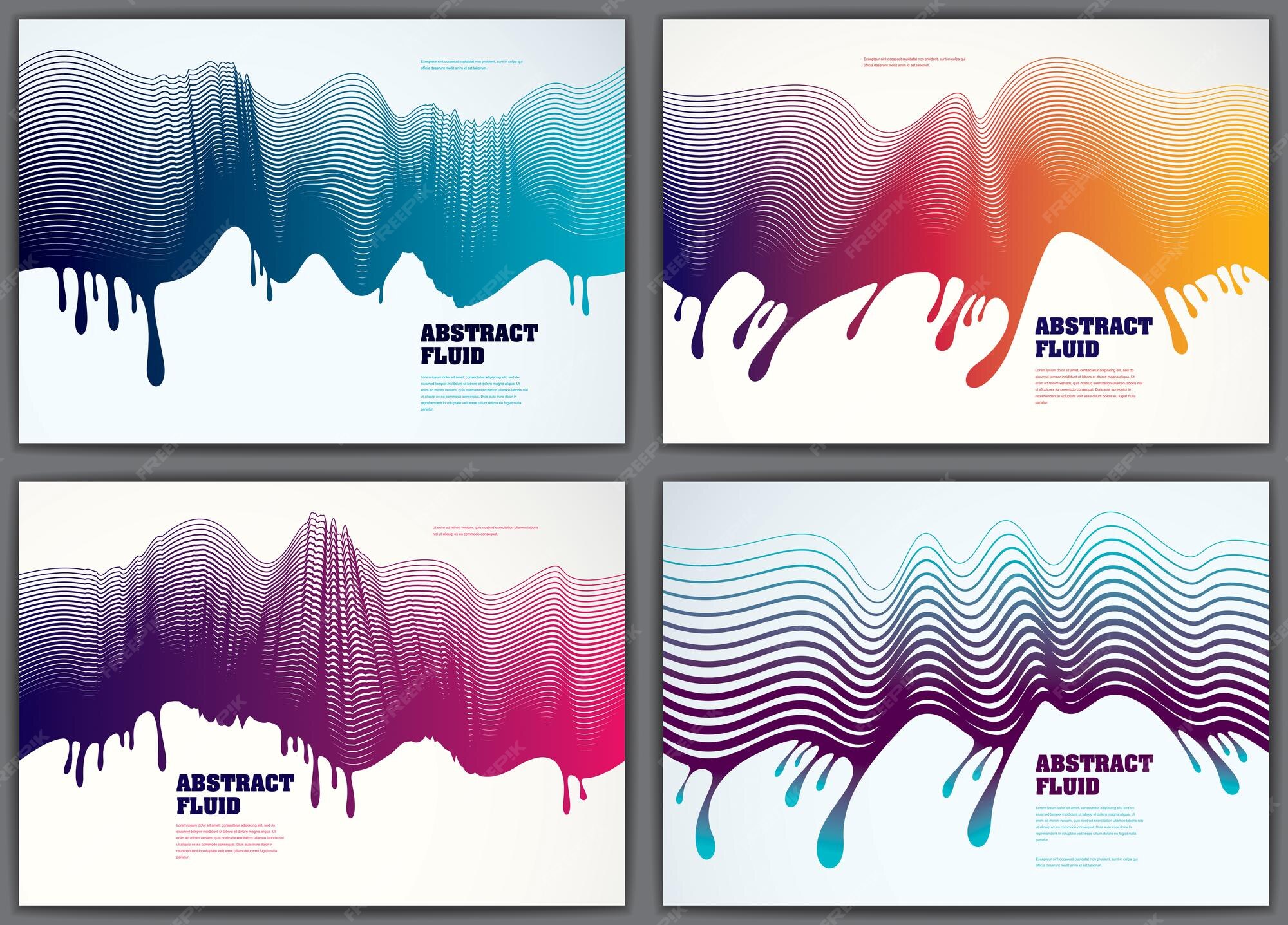 Premium Vector Wave Lines Fluid Vector Abstract Backgrounds Set 3d Dynamic Stripes Motion Art