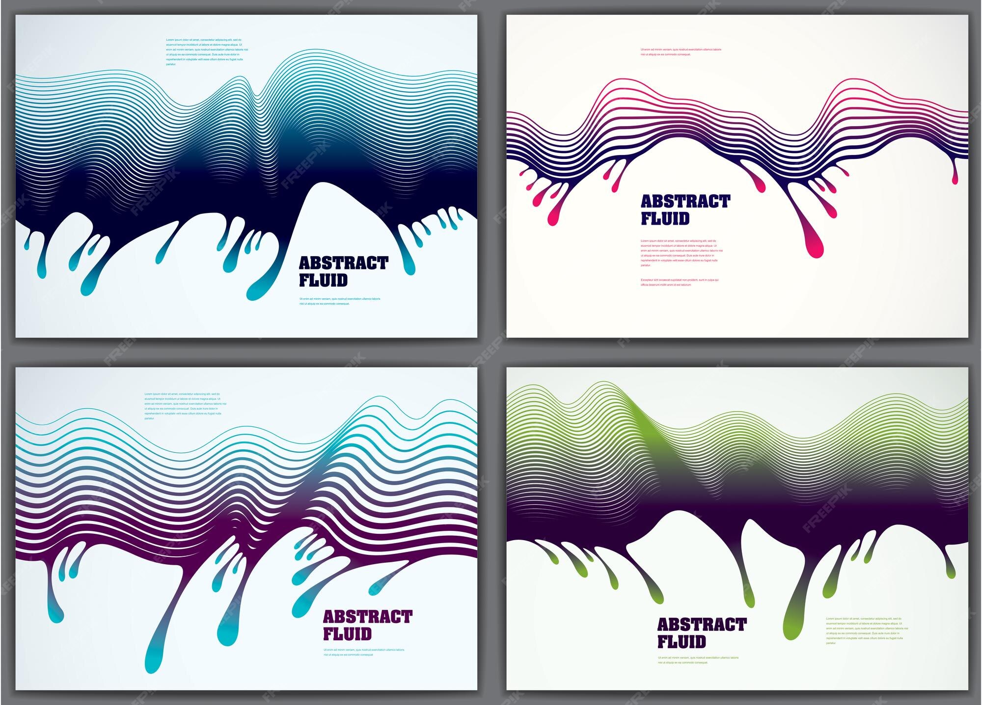 Premium Vector Wave Lines Fluid Vector Abstract Backgrounds Set 3d Dynamic Stripes Motion Art