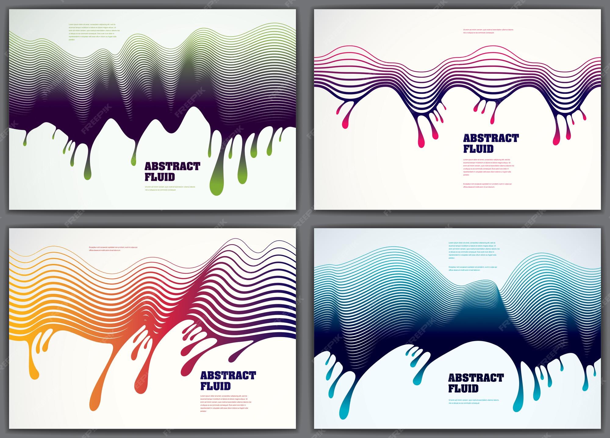 Premium Vector Wave Lines Fluid Vector Abstract Backgrounds Set 3d Dynamic Stripes Motion Art