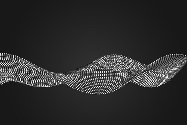 Premium Vector | Wavy array with round particles abstract background of smooth wave flow from ...