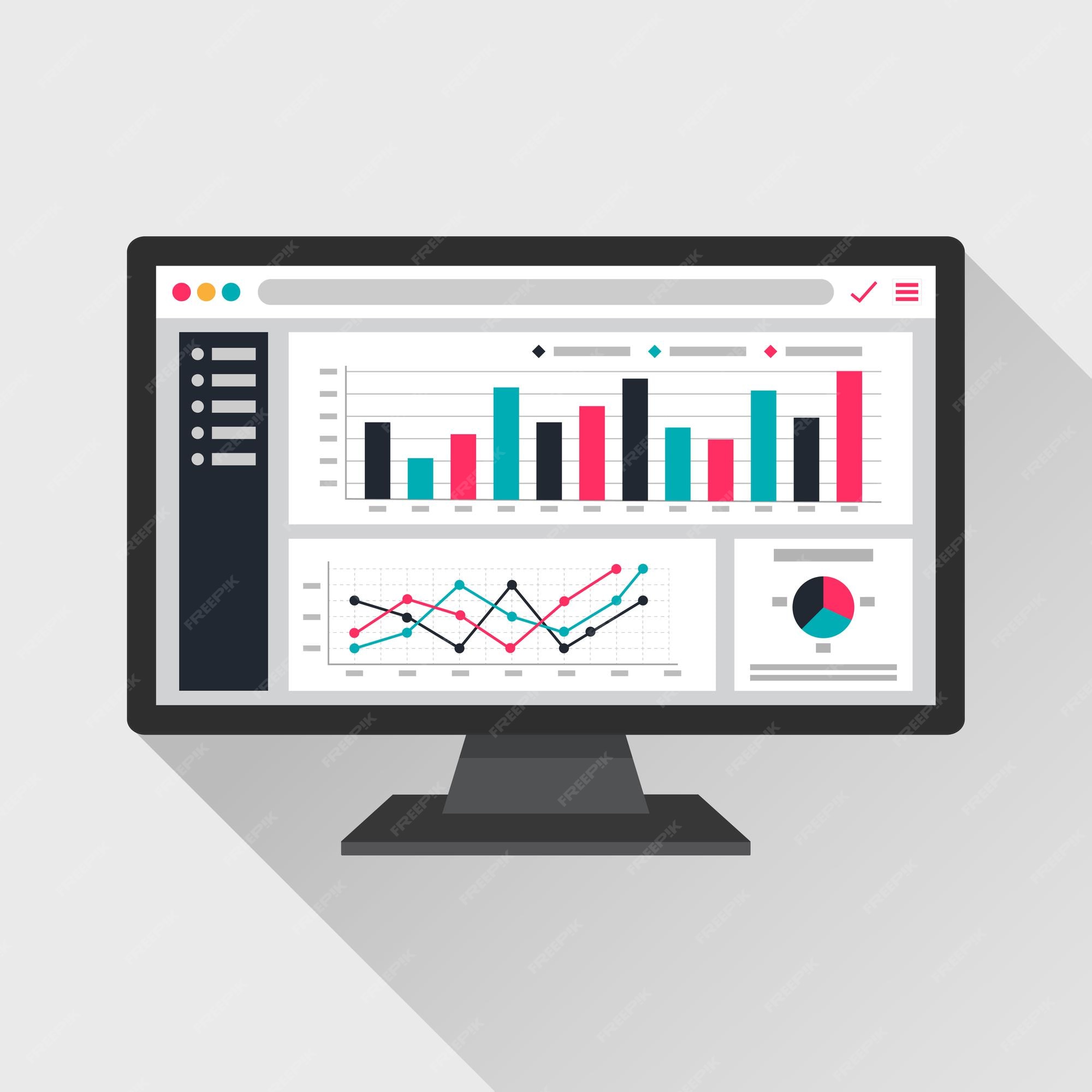 Premium Vector | Web analytic information on Computer screen. trend ... Premium Vector | Web analytic information on Computer screen. trend ...