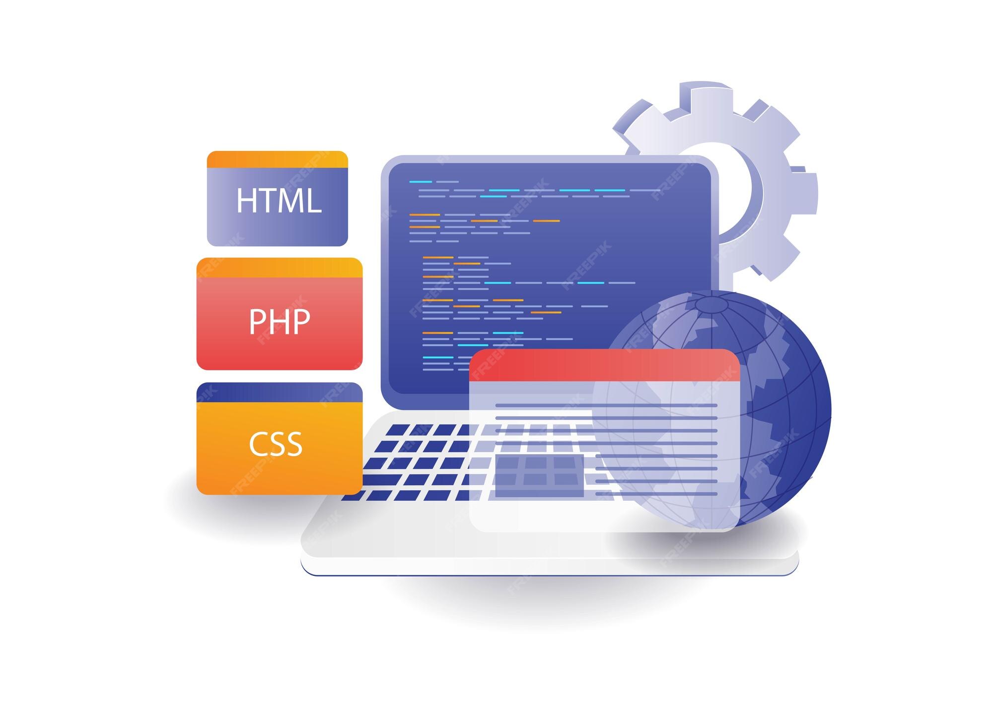 Premium Vector | Web application developer programming language