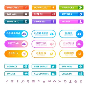 Premium Vector | Web colored buttons. Internet ui flat elements menu ...