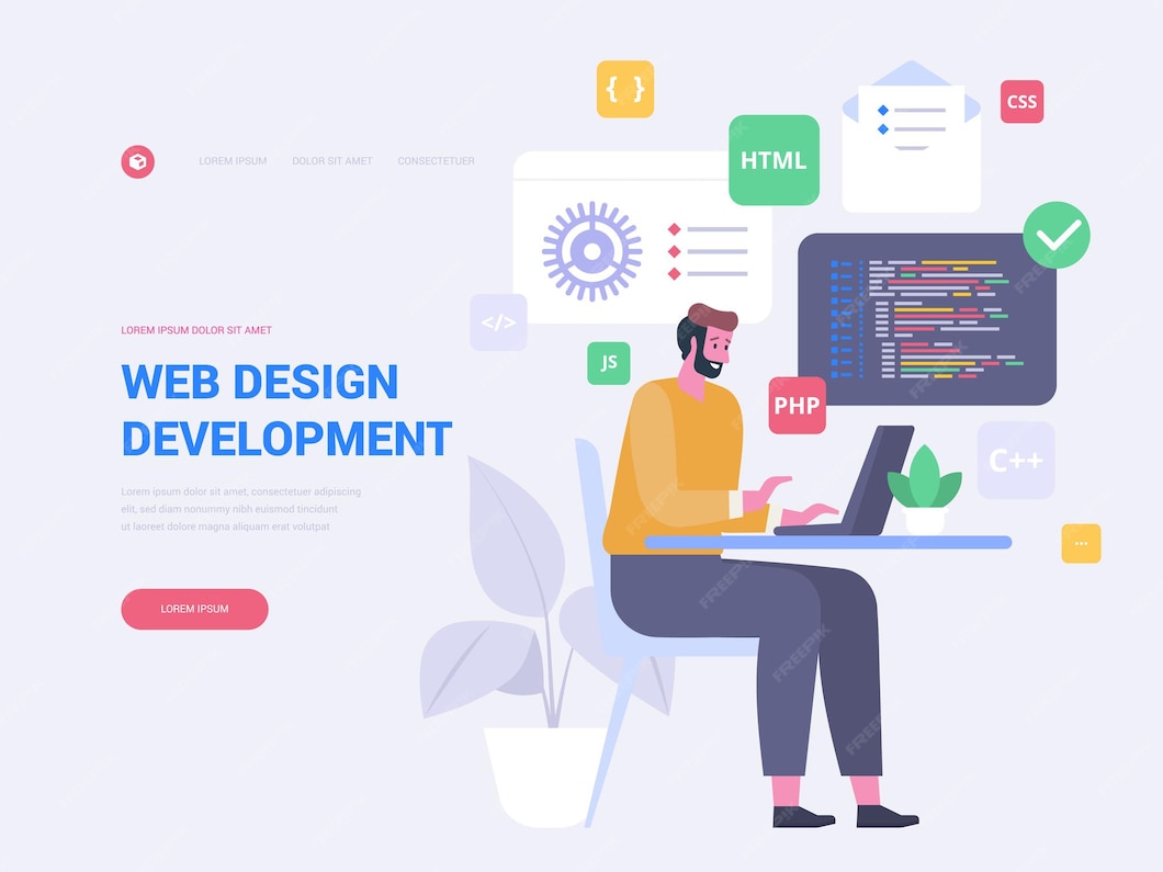 Premium Vector | Web design landing page vector template. coding ...
