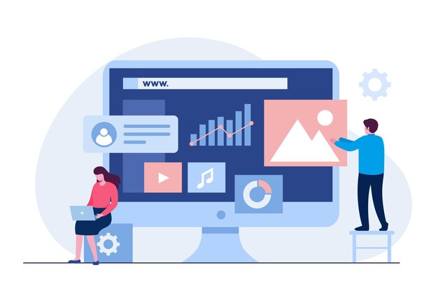 Premium Vector | Web design man with a laptop ui ux and programmer with computer software ...