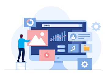 Premium Vector | Web design ui ux and programmer with computer software ...