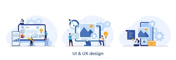Premium Vector | Web design ui ux and programmer with computer software ...