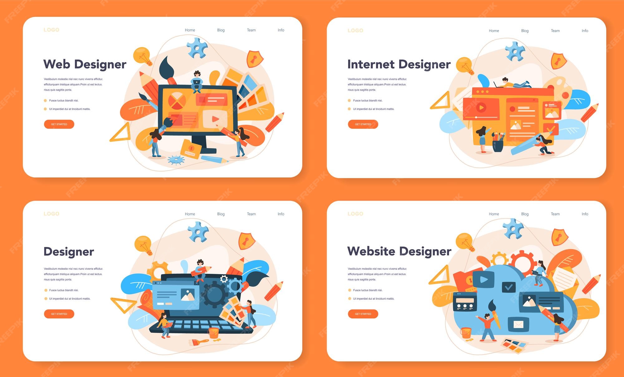 Premium Vector | Web design web layout or landing page set. Presenting ...