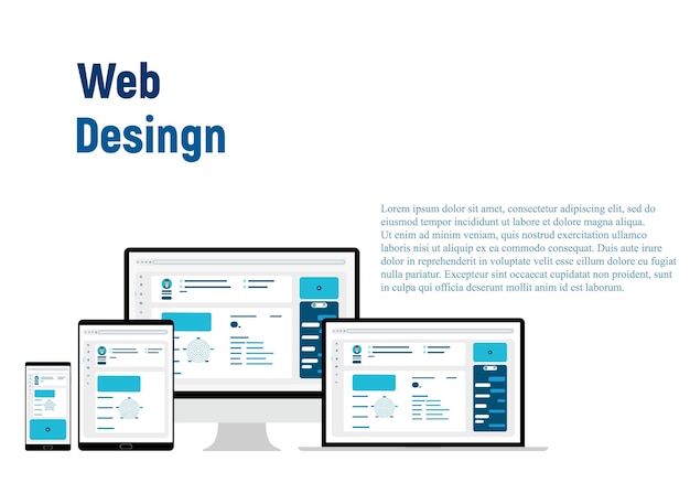 Premium Vector | Web design website template for monitor laptop tablet ...