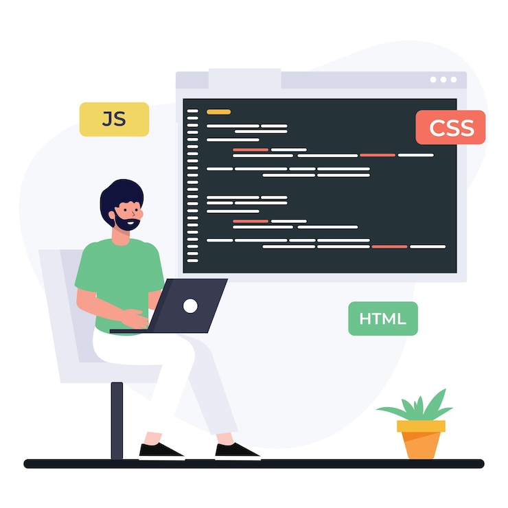 Premium Vector | Web designing coding programmer concept