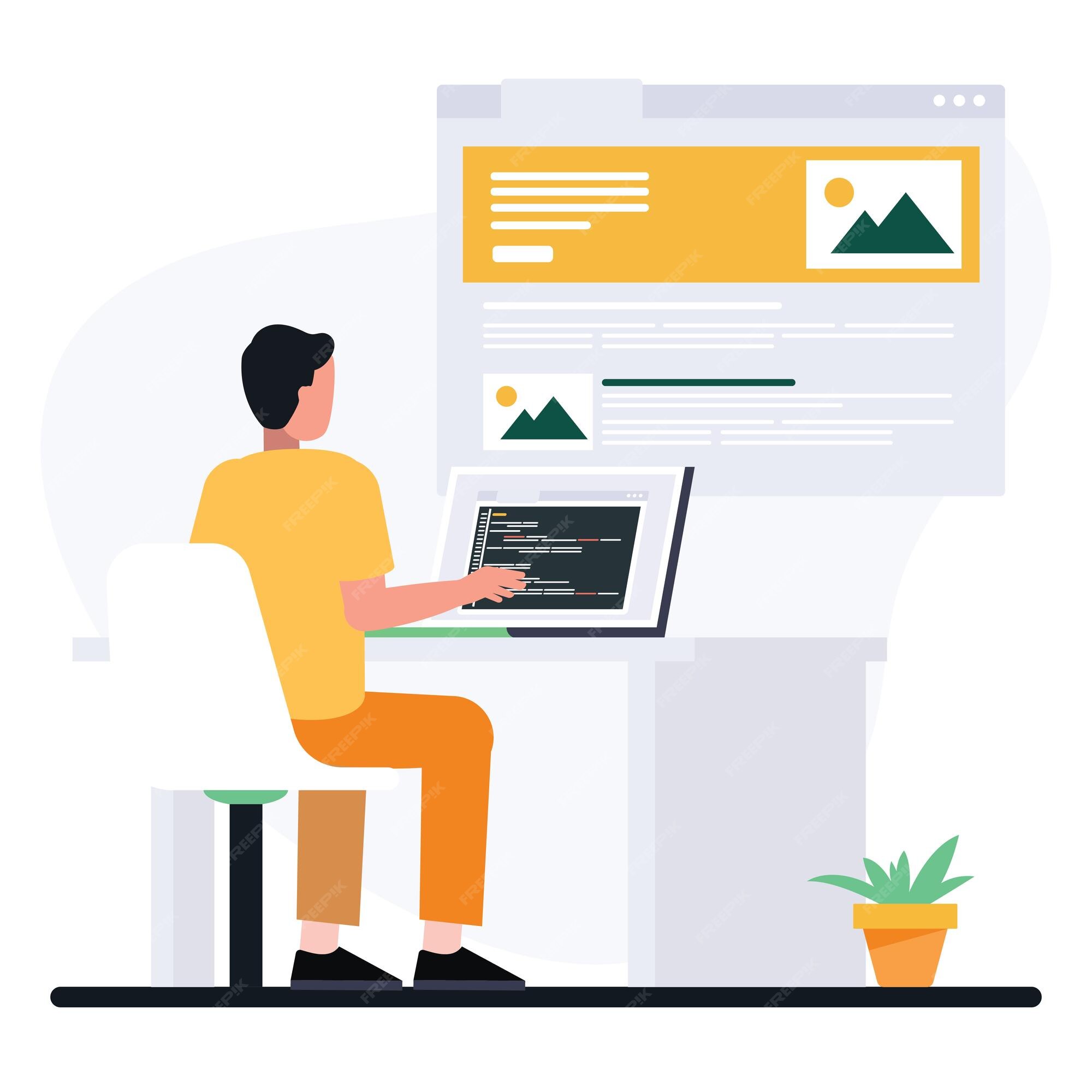 Premium Vector | Web designing coding programmer concept