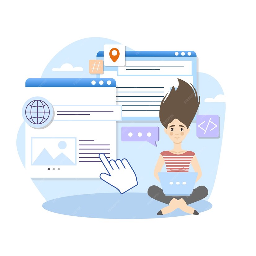 Premium Vector Web Developer Working With Laptop And Programming Code On