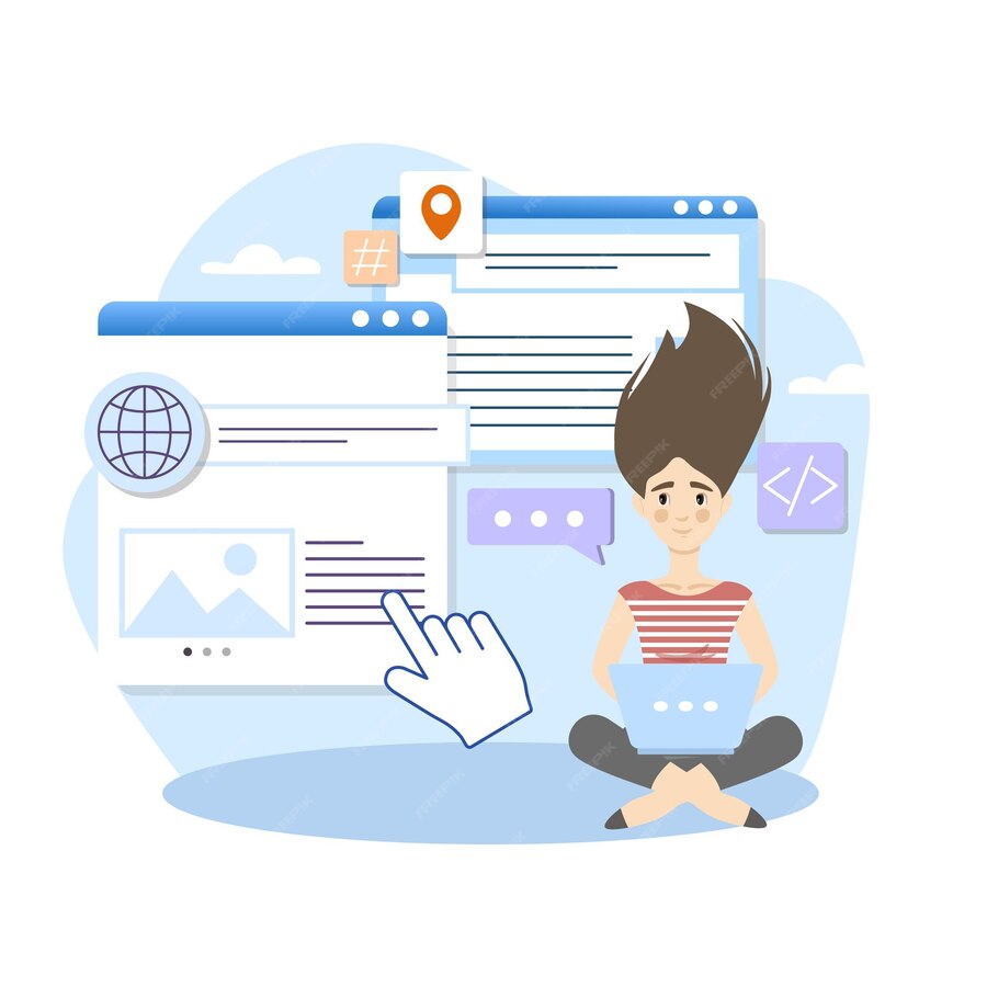 Premium Vector Web Developer Working With Laptop And Programming Code On