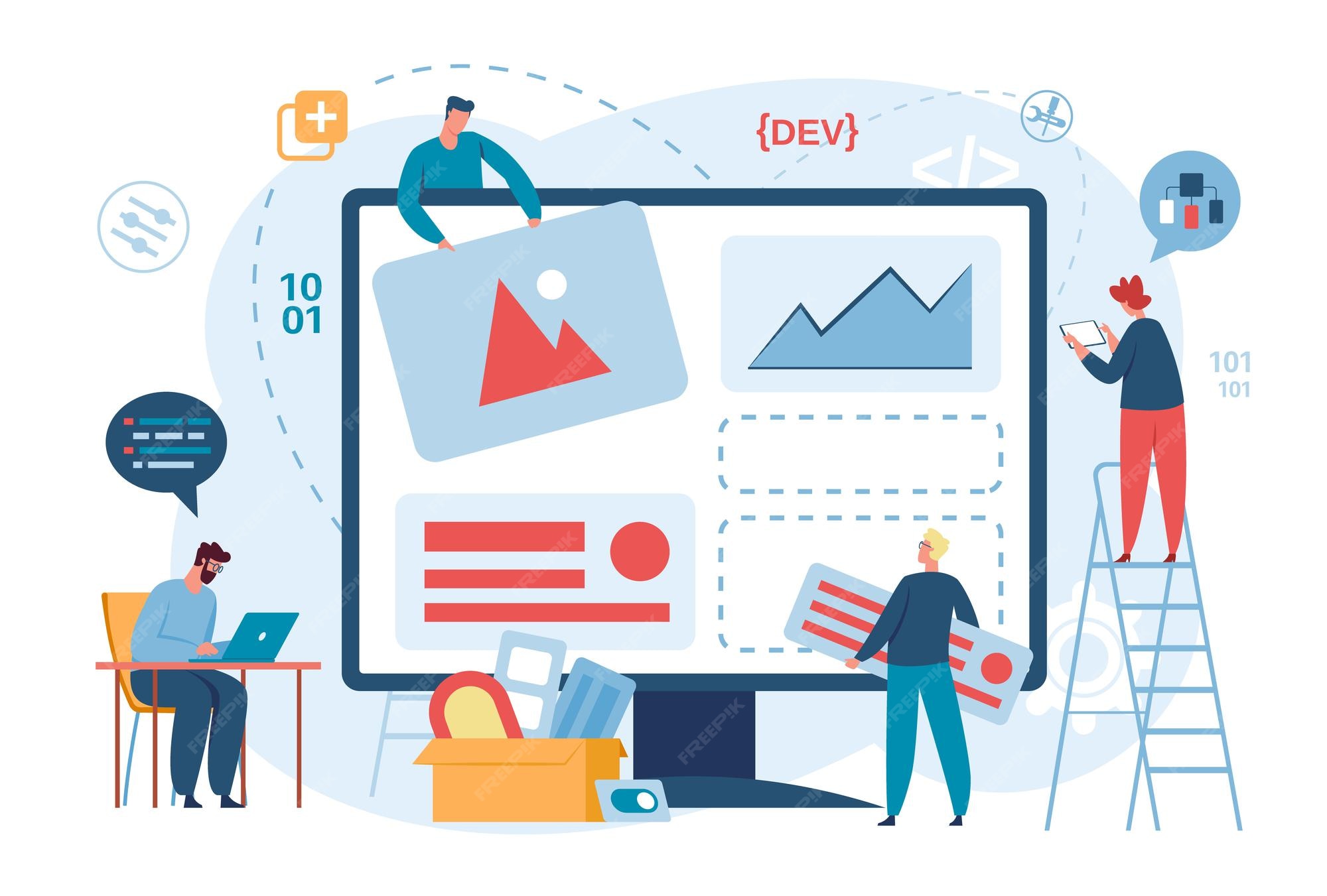 Premium Vector | Web developers and designers team build website ...