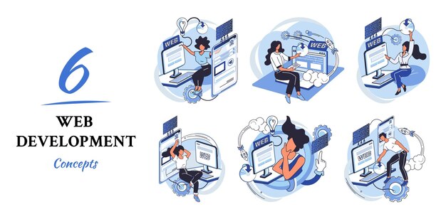 Premium Vector Web Development Coding And Programming Creation Digital Software Mobile Desktop 5957