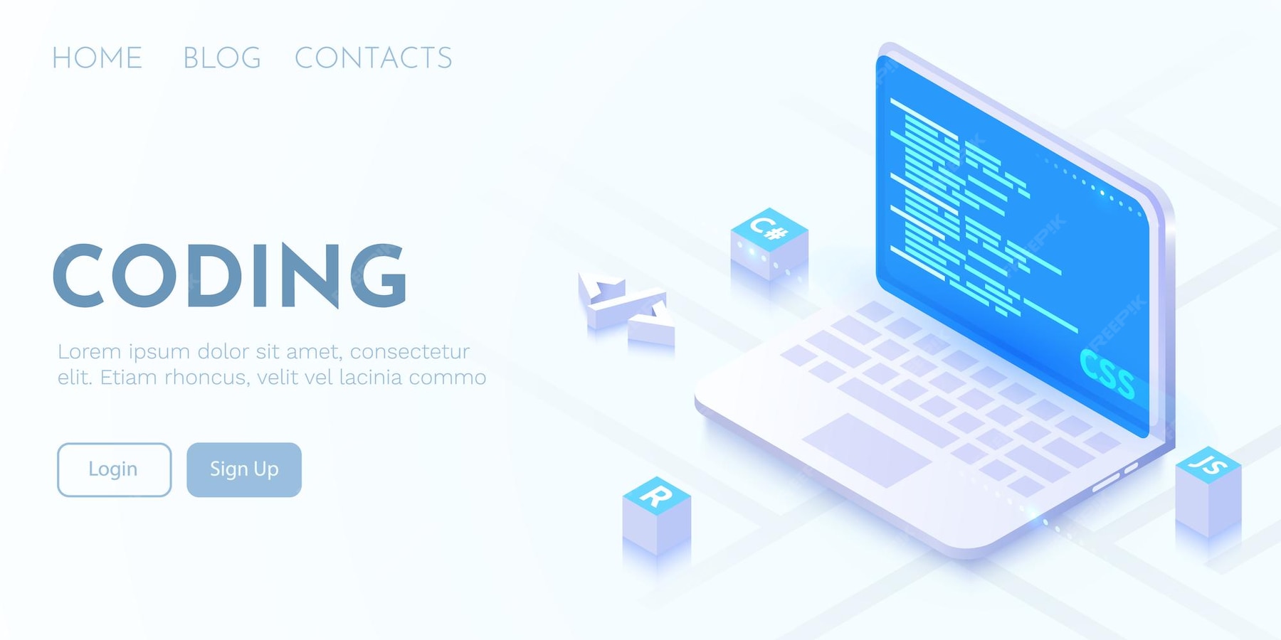 Premium Vector Web Development Coding And Programming Futuristic Banner Computer Code On Laptop