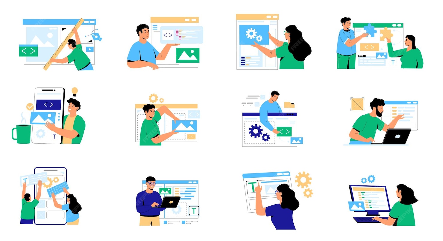 Premium Vector Web Development Concept Modern Characters Creating