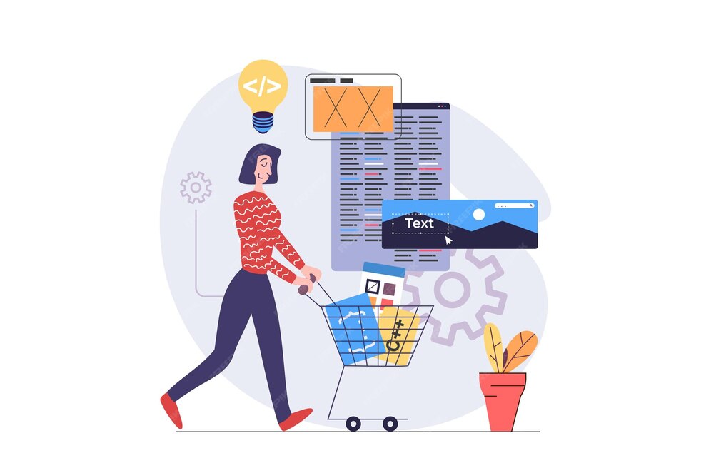 Premium Vector | Web development concept in modern flat design for web ...