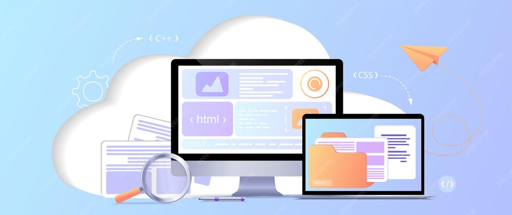 Premium Vector | Web development programmer engineering and coding website on augmented reality ...