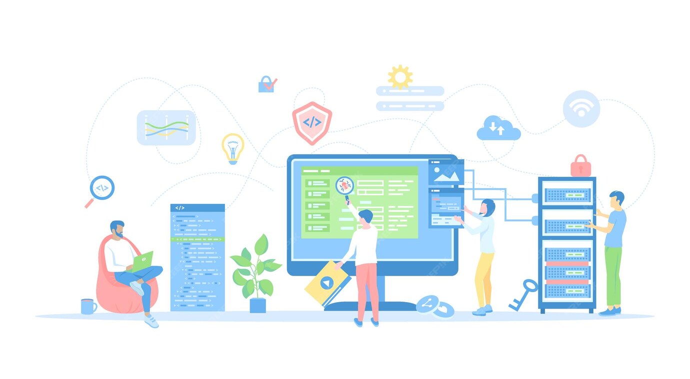 Premium Vector | Web Development Programming Coding Programmers team are working on a new ...