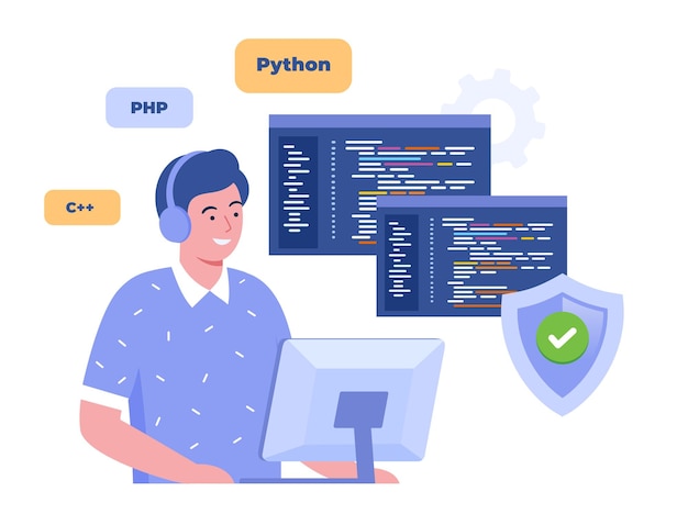 Premium Vector Web Development Programming Languages Css Html It Ui Programmer Cartoon