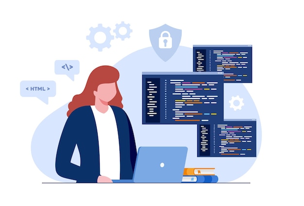 Premium Vector Web Development Programming Languages Css Html It Ui Programmer Cartoon