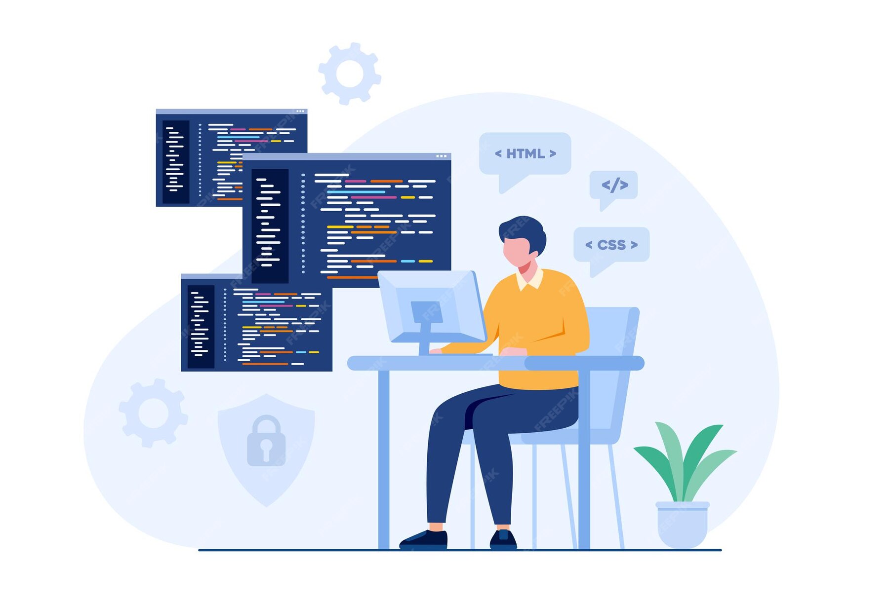 Premium Vector | Web development. programming languages. css, html, it ...