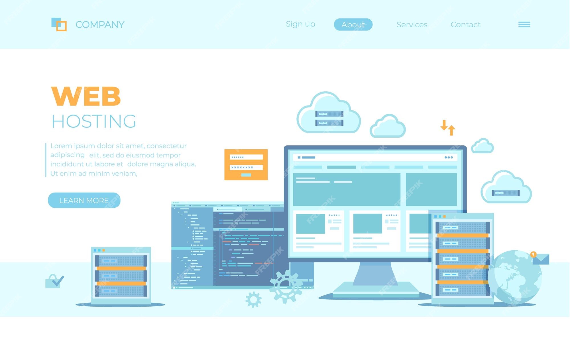 Premium Vector Web Hosting Data Security Loud Computing Storage Information Processing