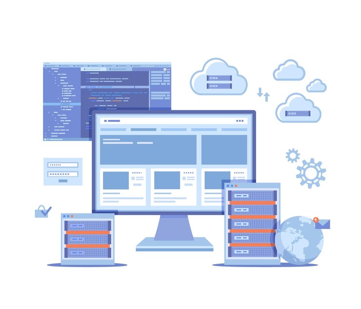 Premium Vector Web Hosting Data Security Loud Computing Storage