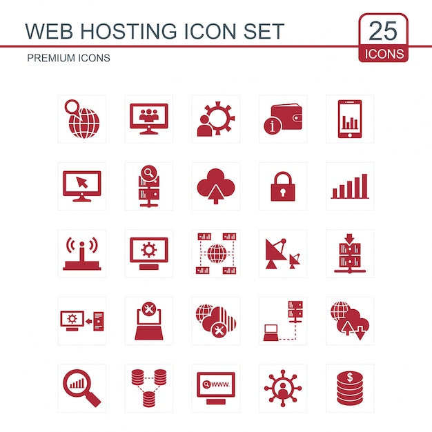 Premium Vector | Web hosting icon set Premium Vector | Web hosting icon set