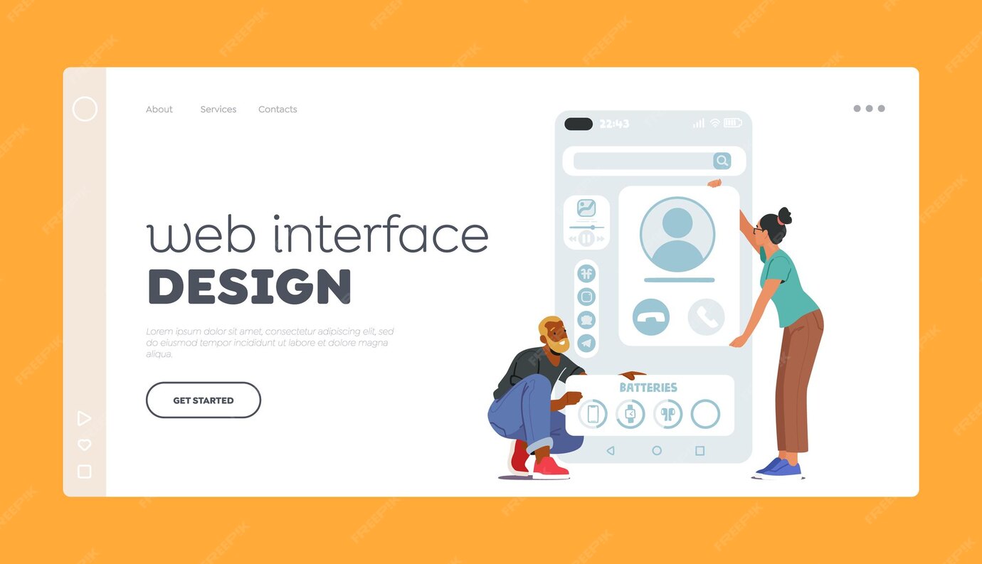 Premium Vector | Web interface design landing page template ux ui designer characters create ...
