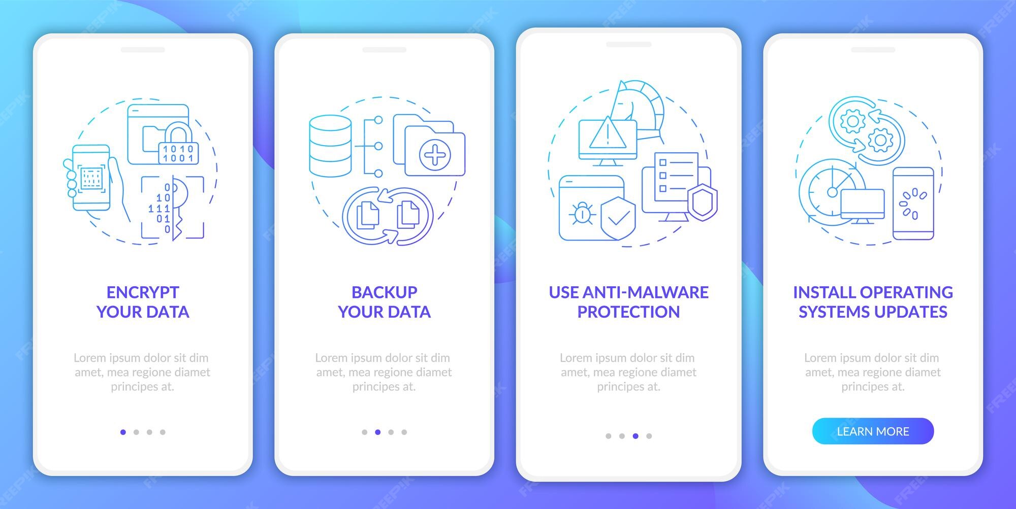 Premium Vector Web Searching Protection Tips Onboarding Mobile App