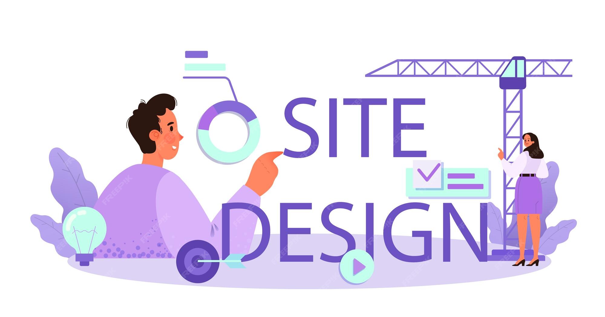 웹 사이트 디자인 인쇄 상의 헤더 웹 페이지에 콘텐츠 제시 웹 사이트 레이아웃 구성 및 색상 개발 컴퓨터 기술 평면 벡터 일러스트 레이 션의 아이디어 프리미엄 벡터