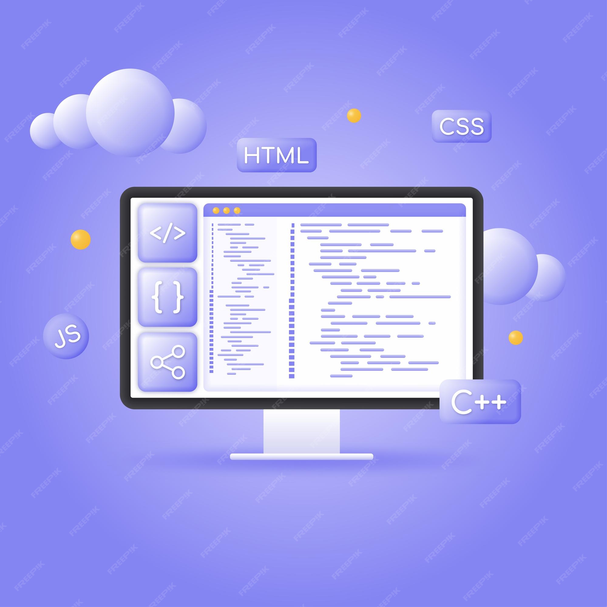Premium Vector | Web site development coding and programming on the ...