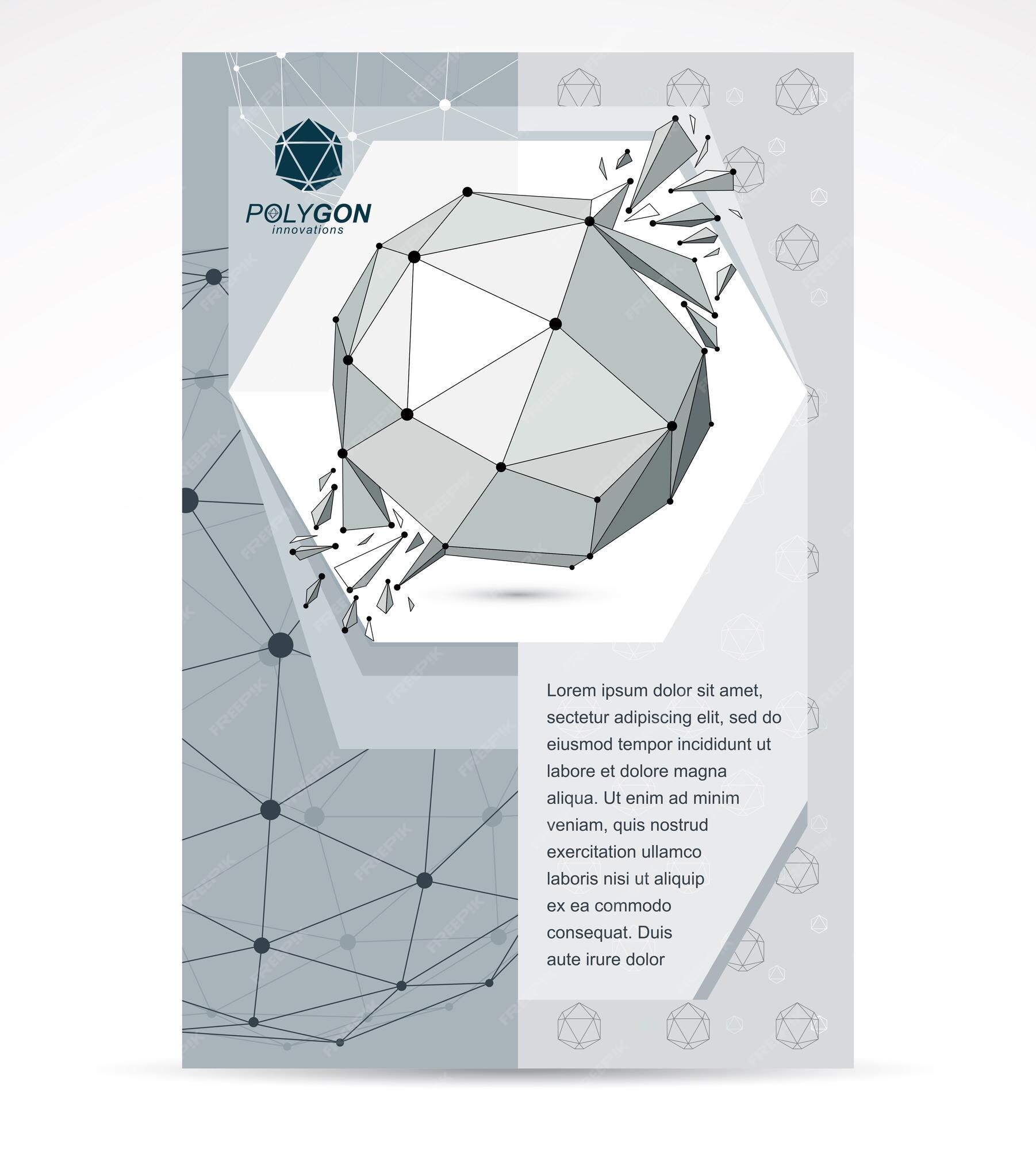 Premium Vector Web Technologies Company Booklet Cover Design 3d Origami Abstract Grayscale