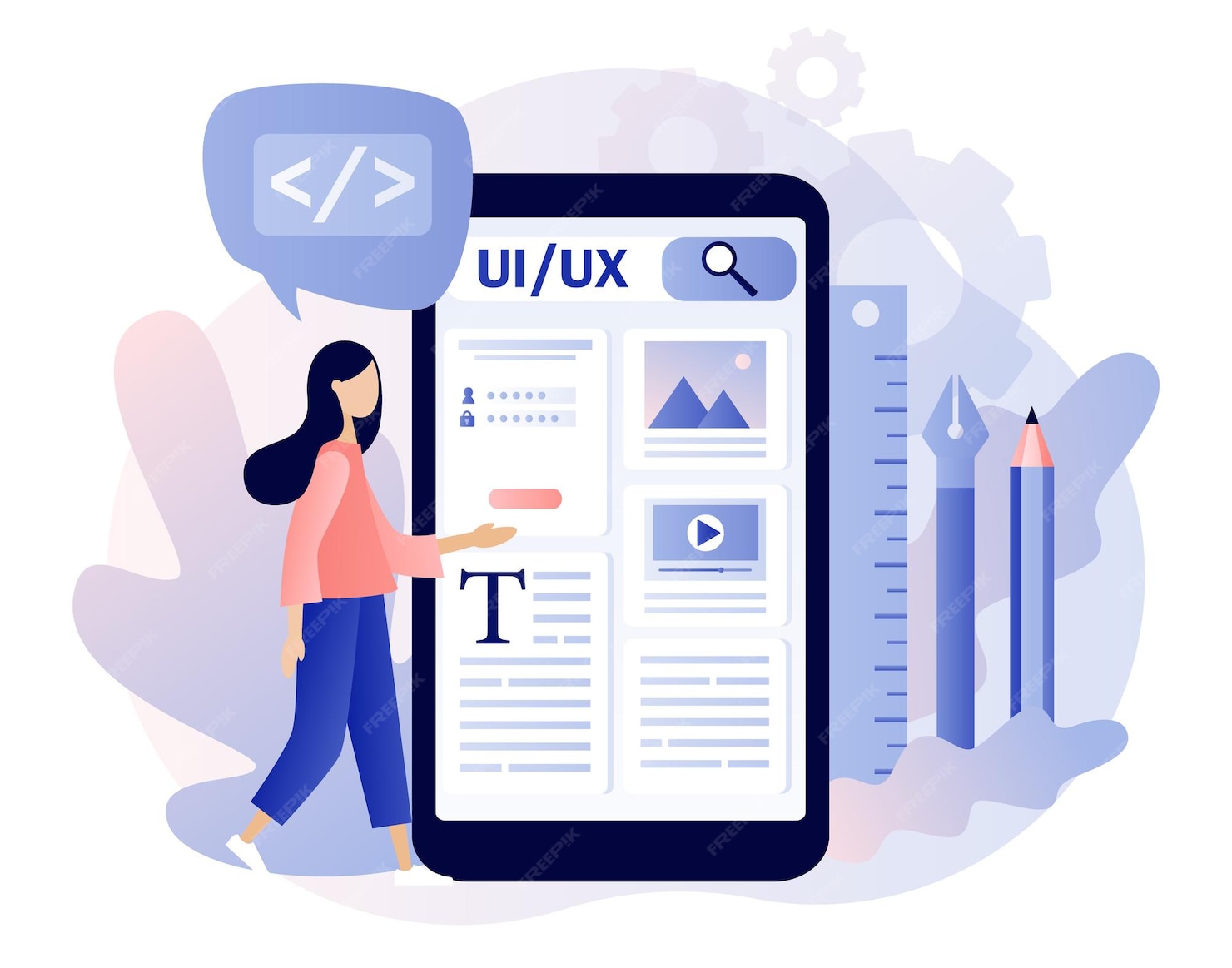 Premium Vector | Web ui-ux design. mobile app development, application design online, coding ...