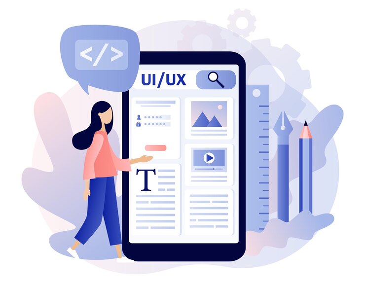 Premium Vector | Web ui-ux design. mobile app development, application design online, coding ...