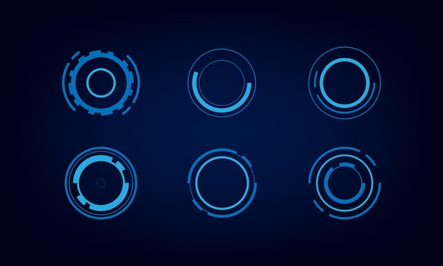 Ui Ux Gui Fui에 대한 Webcircle Hud 요소 집합 추상 디지털 원형 모양 공상 과학 현대 사용자 인터페이스 요소 벡터 일러스트 레이 션의 집합 프리미엄 벡터