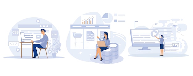 웹사이트 아키텍처 개념 웹 개발 Php 및 Mysql Cms 콘텐츠 관리 시스템 프리미엄 벡터