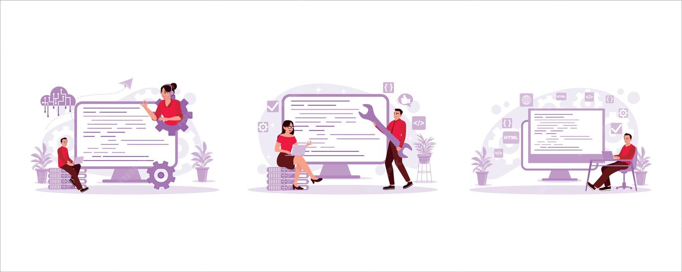 Premium Vector Website Coding Programmer At Work Man Breaking