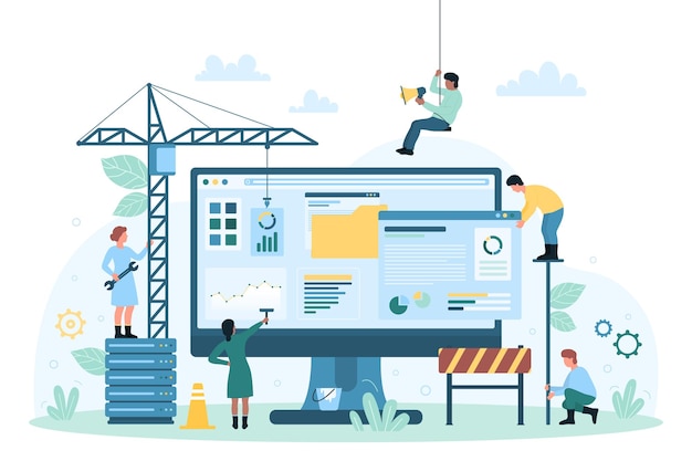 Premium Vector | Website under construction tiny people build update ... Premium Vector | Website under construction tiny people build update ...