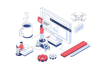 Premium Vector | Website creating concept in 3d isometric design ...