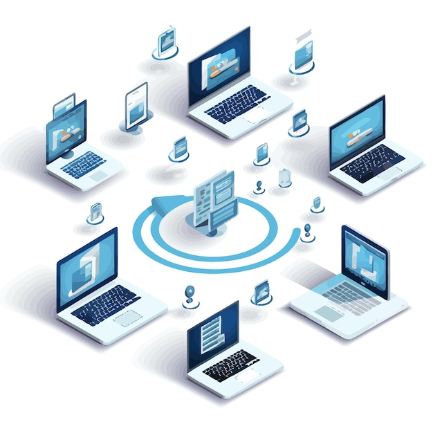 Premium Vector | Website_data_transfer_icon_set_with_laptops vector Premium Vector | Website_data_transfer_icon_set_with_laptops vector