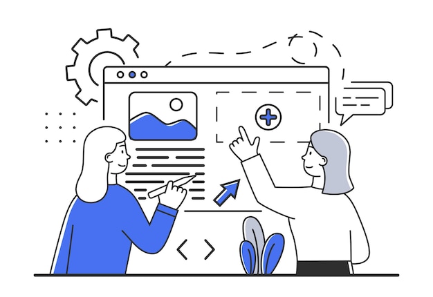 Premium Vector | Website design concept female programmer develop ... Premium Vector | Website design concept female programmer develop ...