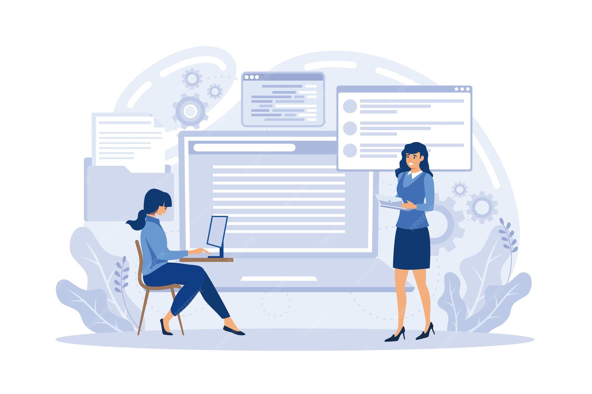 Premium Vector | Website development or web application, coding, designing for web browsers