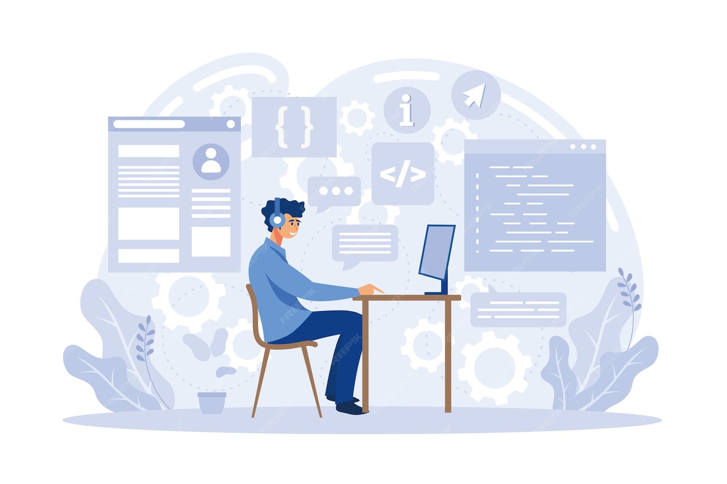 Premium Vector | Website development, web design. programming and coding, php and mysql ...