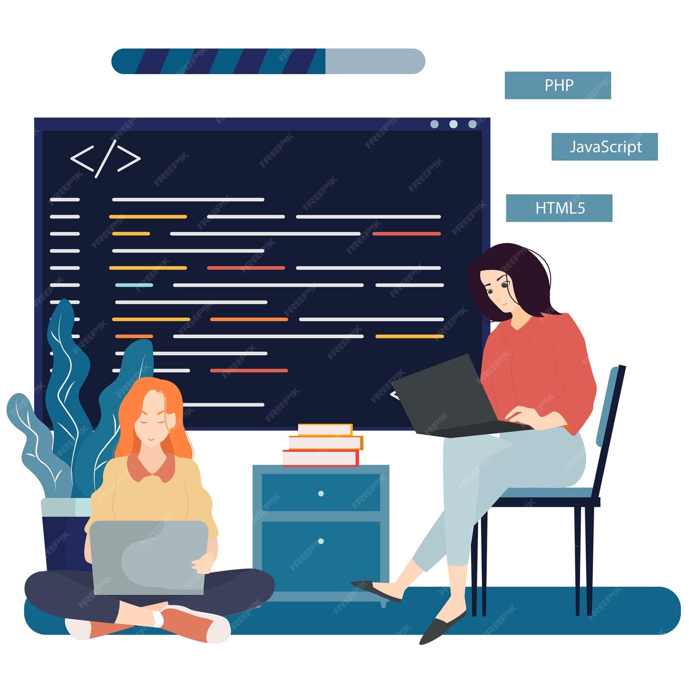 Premium Vector | Website development web page programming and coding