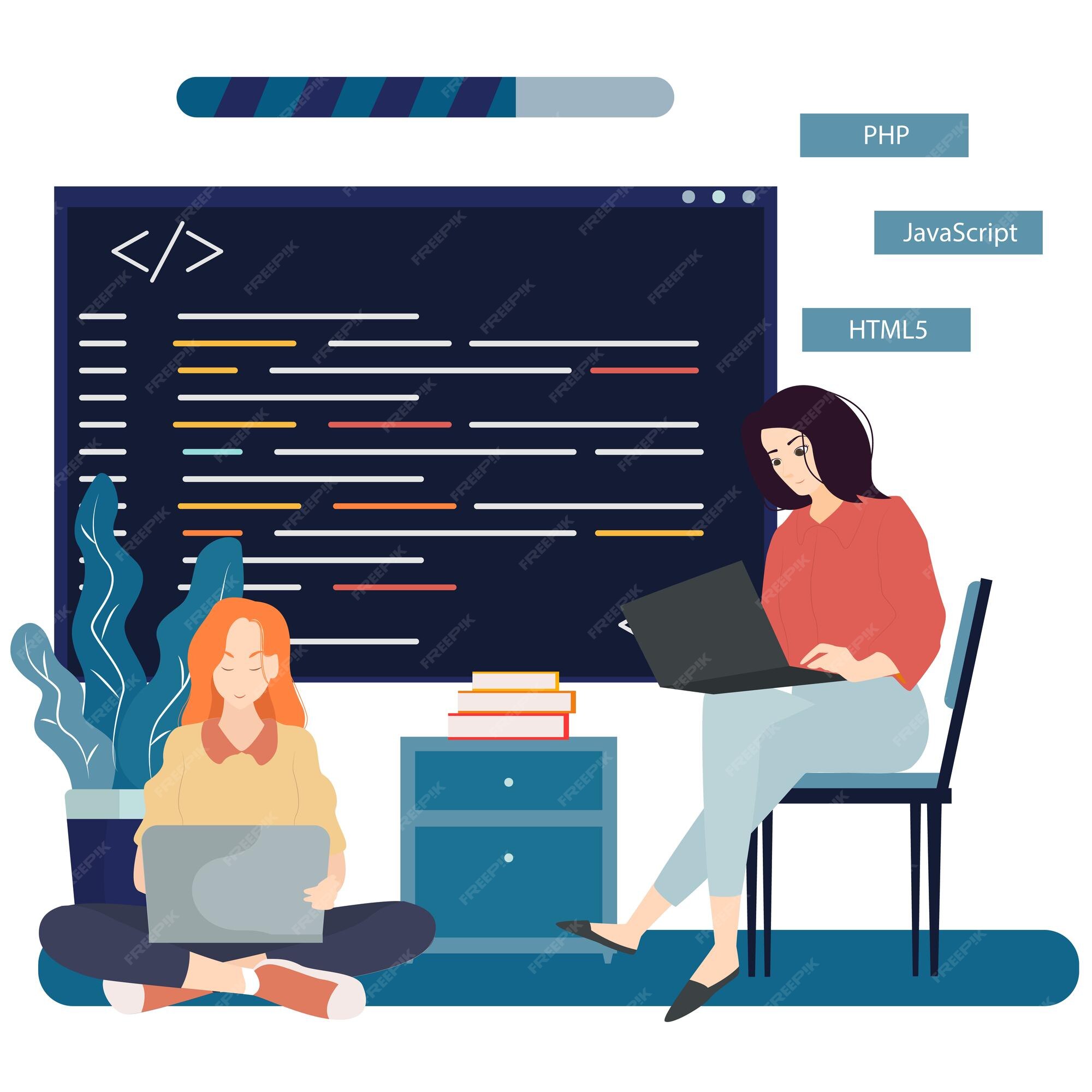 Premium Vector | Website development web page programming and coding