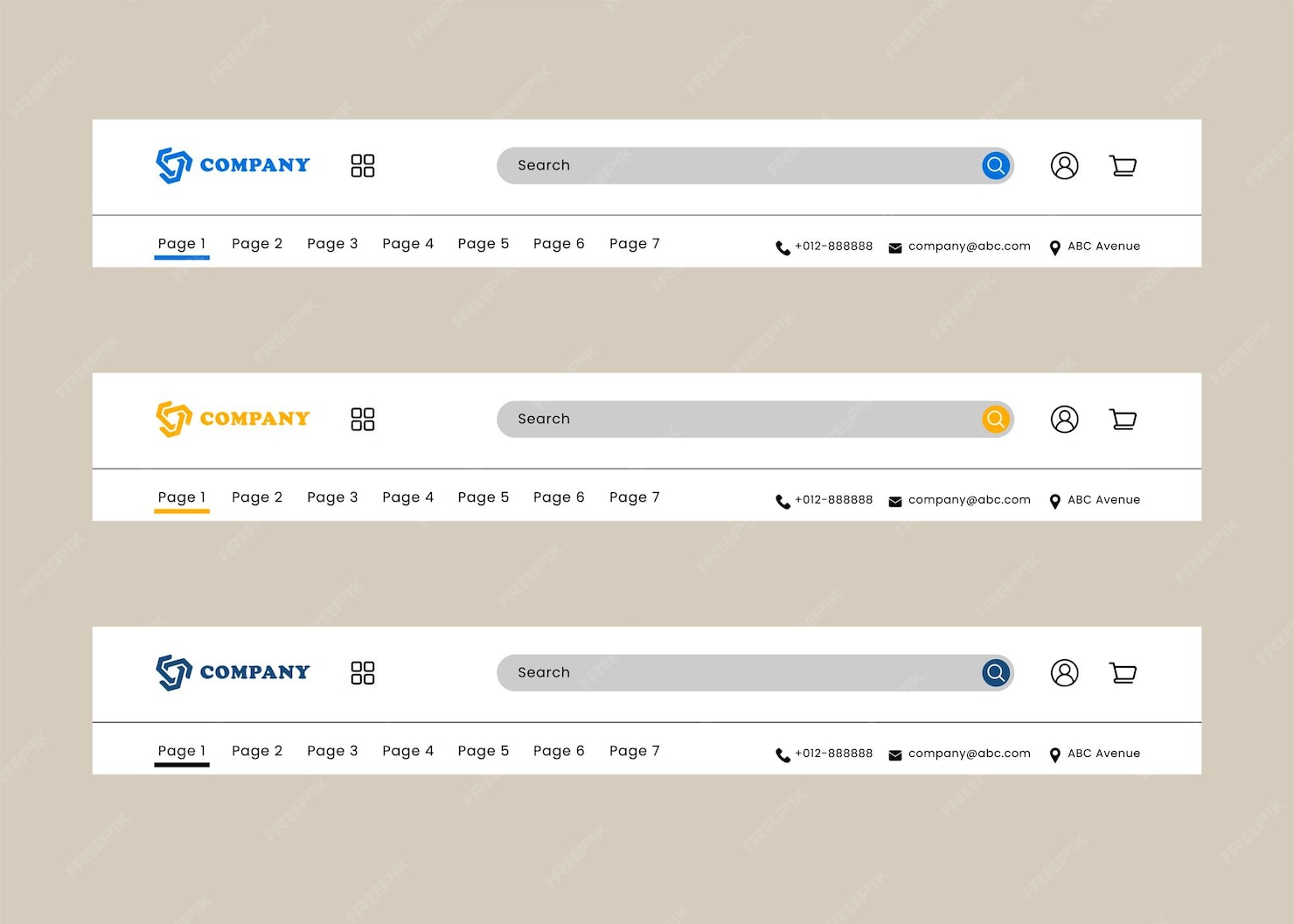 Premium Vector | Website header design. website ui ux interface ...